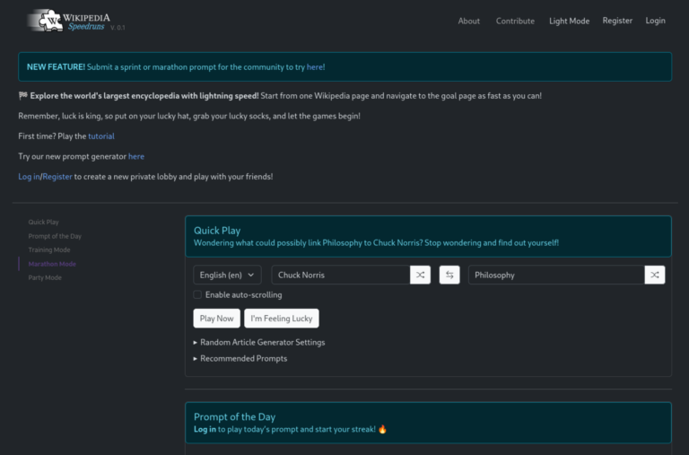 Wiki-Spiele – Wikipedia Speedruns